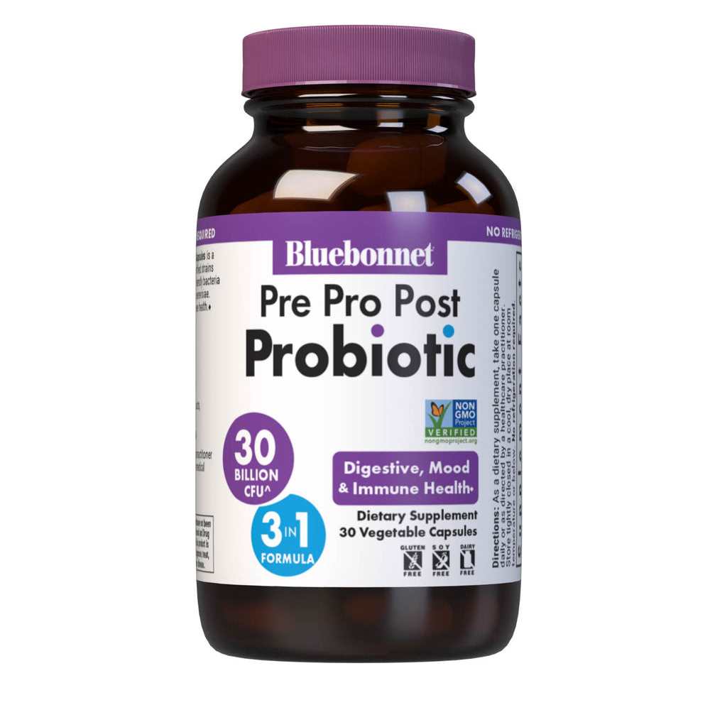 Bluebonnet Nutrition PRE PRO POST PROBIOTIC 30 Billion CFU^ 30 caps ...